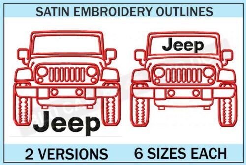 Jeep Wrangler Embroidery Outline ⋆ 12 sizes ⋆ Blu Cat Red Dog