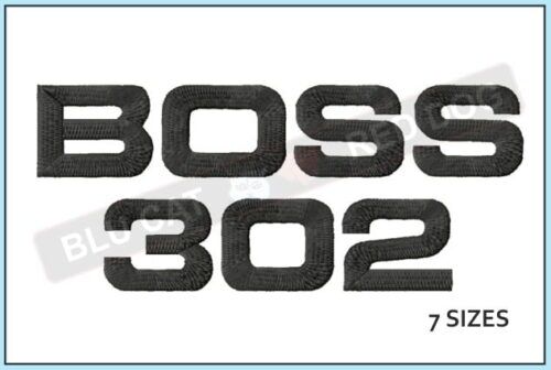 Mustang Boss 302 Embroidery Design ⋆ 7 sizes ⋆ Blu Cat Red Dog
