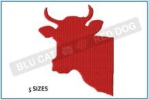 Bull Head Embroidery Design ⋆ in 5 small sizes ⋆ Blu Cat Red Dog