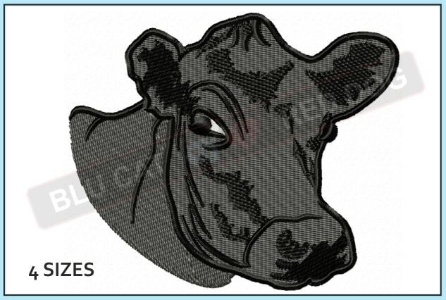 Black White Angus Embroidery Design ⋆ in 4 sizes ⋆ Blu Cat Red Dog