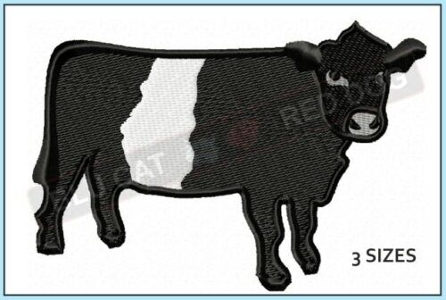 Belted Galloway Cow Embroidery Design ⋆ in 3 sizes ⋆ Blu Cat Red Dog