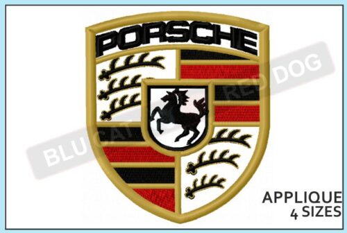 Porsche Embroidery Logo ⋆ 4 sizes ⋆ Blu Cat Red Dog