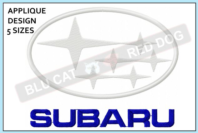 Subaru Embroidery Design ⋆ 5 sizes ⋆ Blu Cat Red Dog