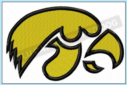 Iowa Hawkeye Embroidery Design ⋆ 5 sizes included ⋆ Blu Cat Red Dog