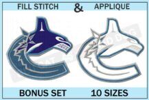 Vancouver Canucks Embroidery Design ⋆ 4 sizes ⋆ Blu Cat Red Dog