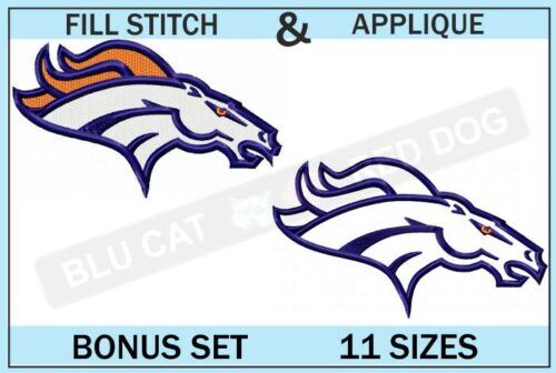 Denver Broncos Embroidery Logo Set ⋆ 11 sizes ⋆ Blu Cat Red Dog