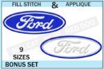 Ford Logo Embroidery Design ⋆ 5 sizes included ⋆ Blu Cat Red Dog