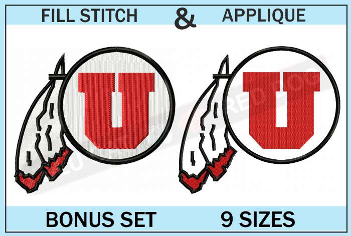 Utah Utes Embroidery Design ⋆ 4 sizes ⋆ Blu Cat Red Dog