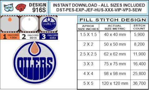 Edmonton Oilers Embroidery Logo Set ⋆ 13 sizes ⋆ Blu Cat Red Dog