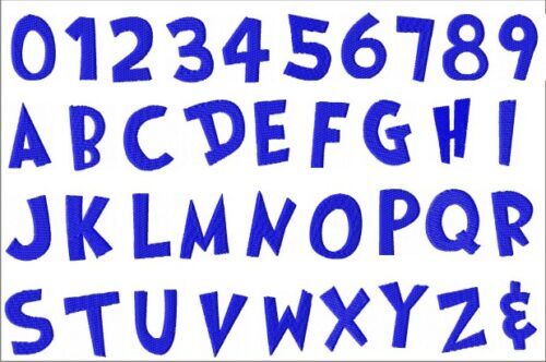 THING Embroidery Font ⋆ 1.25 in Letters & Numbers ⋆ Blu Cat Red Dog