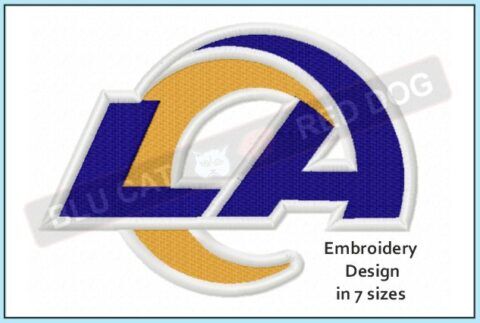 Los Angeles Rams Embroidery Design ⋆ in 7 sizes ⋆ Blu Cat Red Dog