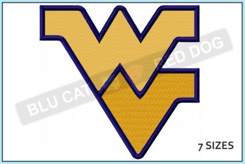 West Virginia University Embroidery Design ⋆ 7 sizes ⋆ Blu Cat Red Dog