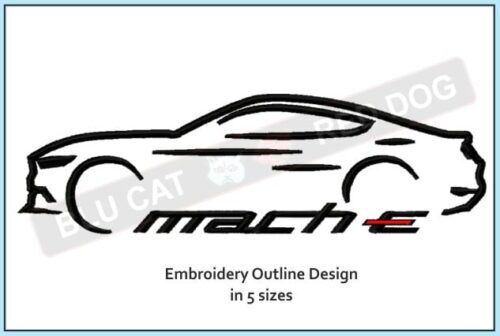 Mach E Mustang Embroidery Design ⋆ 5 sizes included ⋆ Blu Cat Red Dog