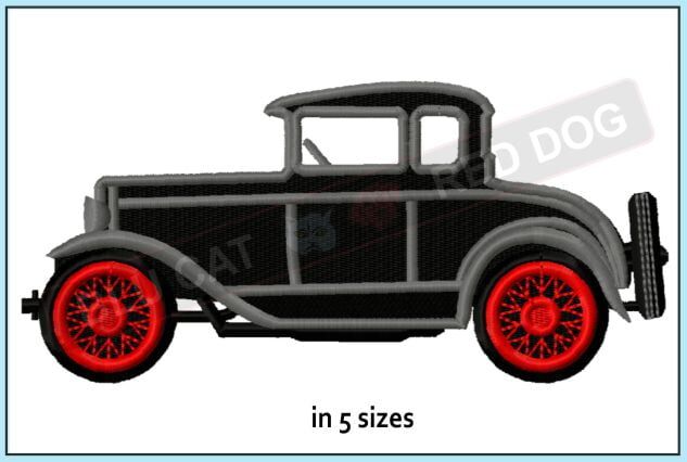 Ford Model A Embroidery Design ⋆ Blu Cat Red Dog